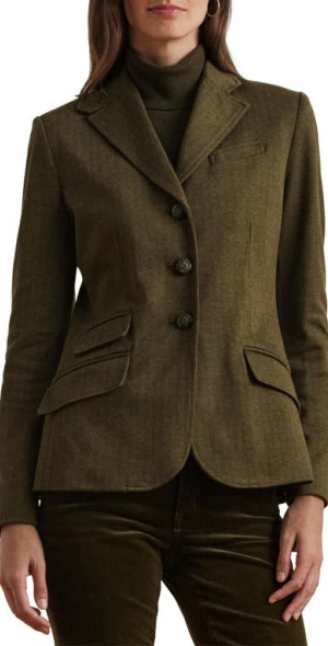 Lauren Ralph Lauren - Marceline Faux Leather Elbow Patch Herringbone ...