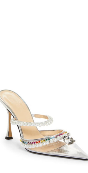 Mach & Mach - Diamond of Elizabeth Imitation Pearl Pointed Toe Mule in ...
