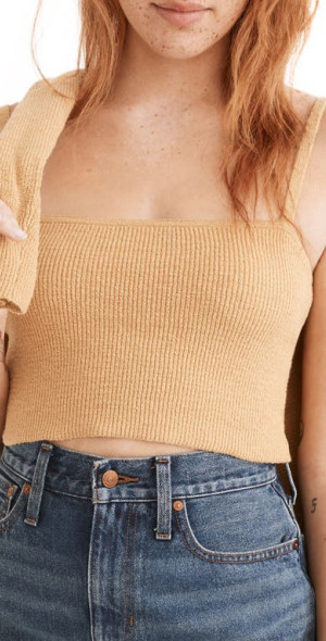 Madewell - Halstead Square Neck Sweater Tank in Autumn Gold at Nordstrom