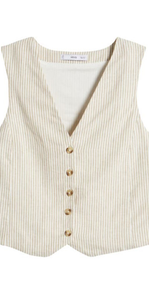 MANGO - Bali Linen Blend Vest in Light Beige
