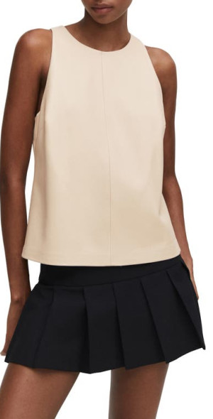 MANGO - Faux Leather Tank in Light Beige
