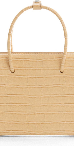 MANGO - Geometric Croc Embossed Faux Leather Top Handle Bag in Beige at ...