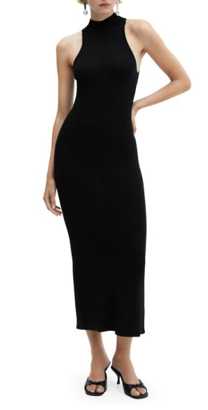 MANGO - Mock Neck Racerback Body-Con Dress in Black at Nordstrom