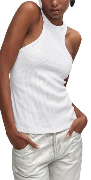 MANGO - Sequin Tank in White