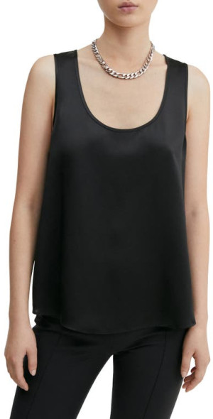 MANGO - Silk Tank Top in Black