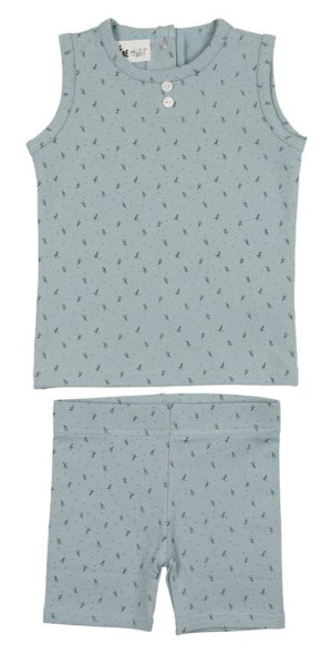 Manière - Kids' Tank & Shorts Set in Aqua