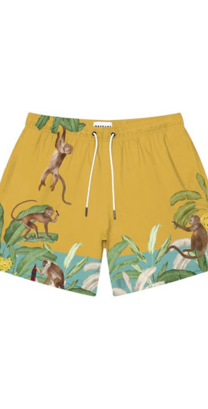 MAVRANS - Monkey Print Performance Swim Trunks in Yellow at Nordstrom