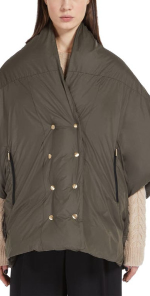 Max Mara - Avocado Reversible Puffer Cape Coat in Khaki at Nordstrom
