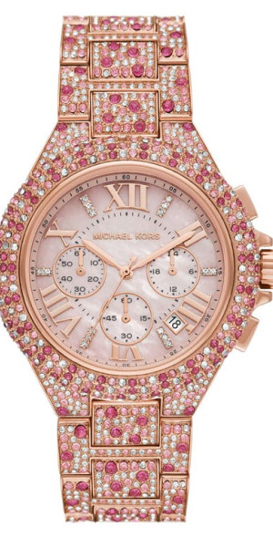 Michael Kors - Camille Pavé Crystal Chronograph Watch, 43mm in Pink ...