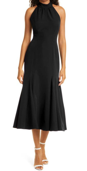 Milly - Penelope Halter Backless Midi Dress in Black