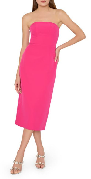 Milly - Traci Cady Strapless Midi Dress in Pink at Nordstrom
