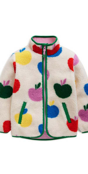 Mini Boden - Kids' High Pile Fleece Jacket in Ivory Embroidery at ...