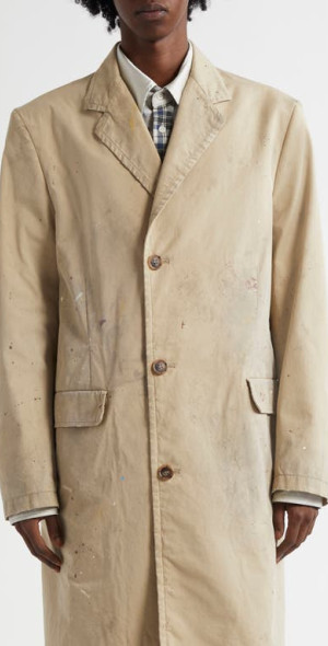 MM6 Maison Margiela - Paint Splatter Gabardine Car Coat in Beige at ...