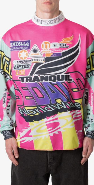 mnml - Motocross Mock Neck Jersey in Pink