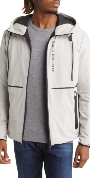 Moose Knuckles - Grayton 2 Hooded Windbreaker Jacket in Willow Grey at ...