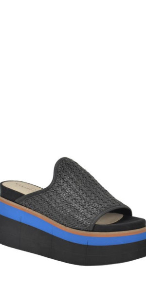 Naked Feet - Flocci Platform Slide Sandal in Jet Black
