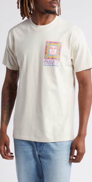 Obey - Throwback Graphic T-Shirt in Cream