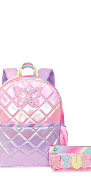 OMG Accessories - Kids' Quilted Butterfly Backpack & Stuff Pouch Set in ...