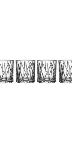 Orrefors - City Set of 4 Crystal Old Fashioned Glasses in Clear