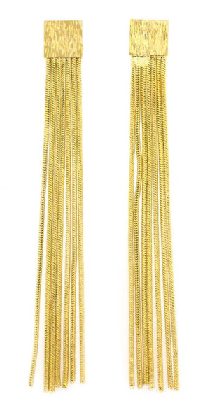 Panacea - Liquid Fringe Linear Earrings in Gold