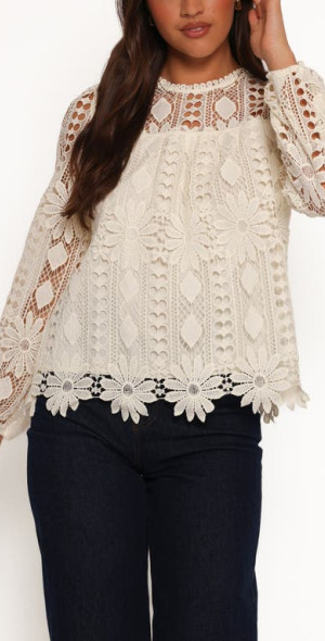 Petal & Pup - Kennedy Lace Overlay Top in Cream at Nordstrom, Size Medium