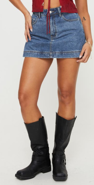 Princess Polly - Gazelle Denim Miniskort in Blue
