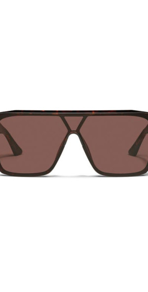 Quay Australia - Tempo 55mm Shield Sunglasses in Dark Tortoise /Brown ...