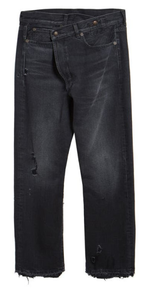 R13 - Crossover Ripped Ankle Jeans in Jake Black