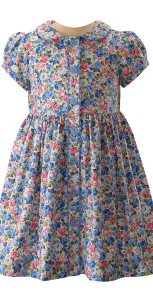 Rachel Riley - Floral Cotton Fit & Flare Dress in Blue at Nordstrom