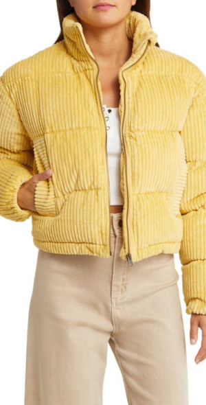 Rip Curl - Tripping Corduroy Puffer Jacket in Straw at Nordstrom