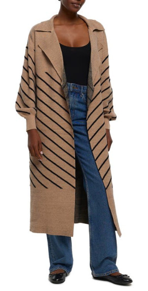 River Island - Stripe Jacquard Duster in Beige