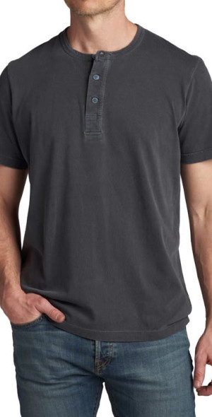 Rowan - Midland Short Sleeve Henley in Basalt