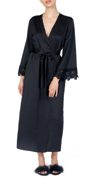 Rya Collection - Rosey Satin Robe in Black at Nordstrom