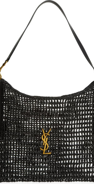 Saint Laurent - Oxalis Raffia Macramé Shoulder Bag in Noir at Nordstrom