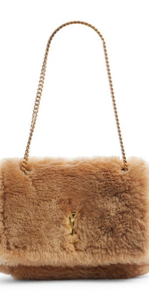 Saint Laurent - Small Kate Genuine Shearling Shoulder Bag in Ecru/Dark ...