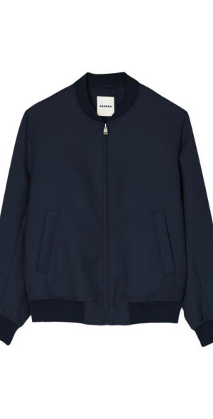 sandro - New Teddy Wool Blend Bomber Jacket in Marine at Nordstrom