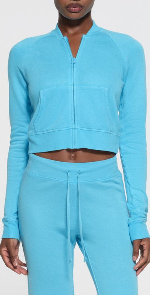 SKIMS - Sport French Terry Shrunken Zip Cardigan in Cyan at Nordstrom