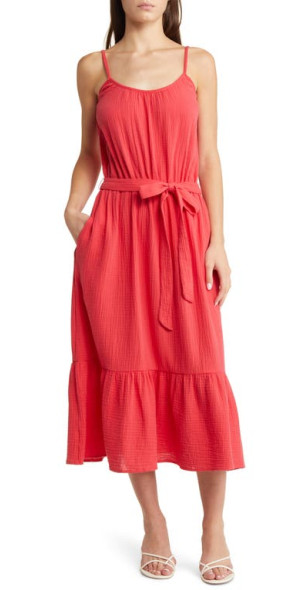Socialite - Belted Sundress in Watermelon at Nordstrom