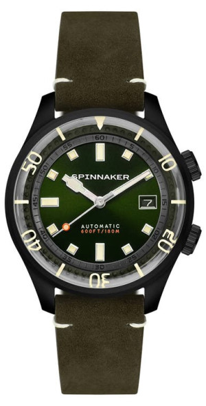 SPINNAKER - Bradner Automatic Leather Strap Watch, 42mm in Green at ...