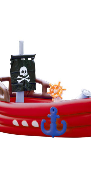 Teamson Kids - Water Fun Pirate Ship Sprinkler Play Center in Red