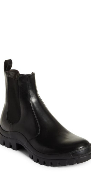 The Row - Greta Lug Sole Winter Chelsea Boot in Black