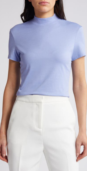 Theory - Tiny Mock Neck Organic Pima Cotton T-Shirt in Grotto at Nordstrom