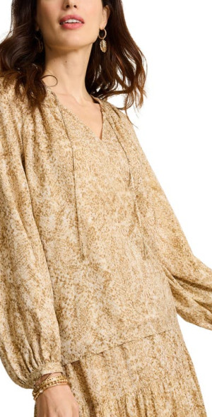 Tommy Bahama - Playa Python Metallic Snakeskin Print Peasant Top