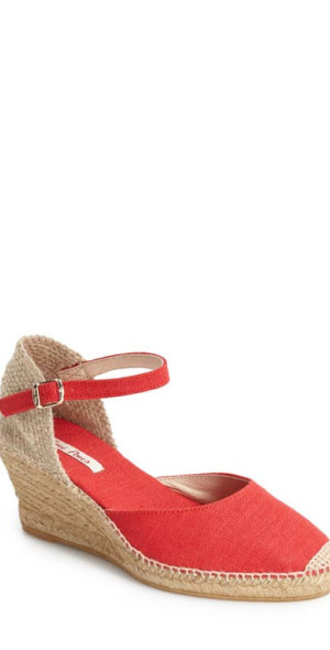 Toni Pons - 'Caldes' Linen Wedge Sandal in Red