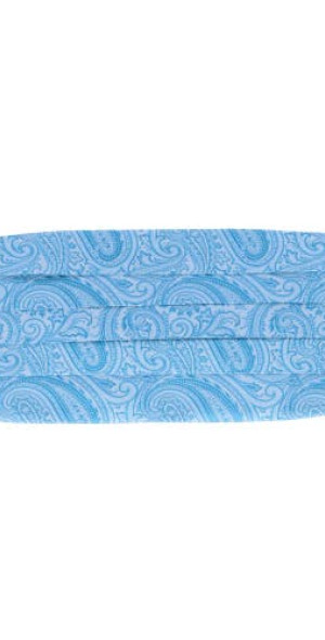 Trafalgar - Sobee Paisley Silk Cummerbund in Light Blue Paisley at ...