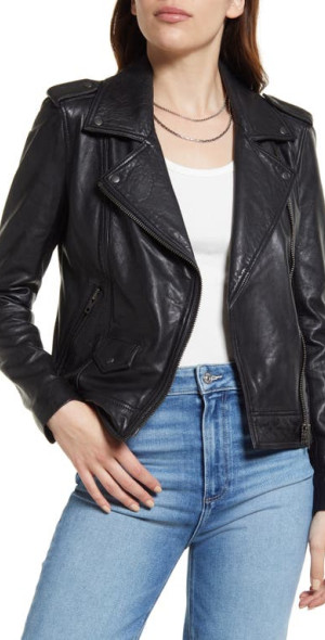Treasure & Bond - Leather Biker Jacket in Black at Nordstrom