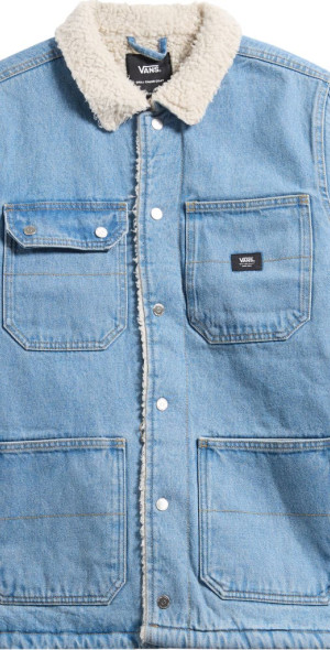 Vans - Drill Faux Shearling Lined Denim Chore Coat in Stonewash Blue at ...