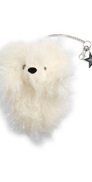 Vaquera - Furry Teddy Bear Faux Fur Key Chain in Cream