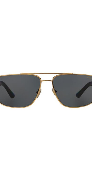 Versace - 63mm Polarized Oversize Rectangular Sunglasses in Gold/Grey ...
