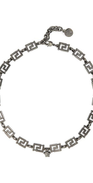 Versace - Greca Studded Chain Link Necklace in Silver